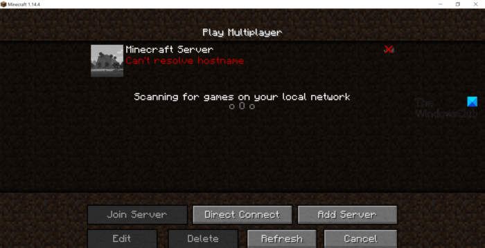 Fix Minecraft Can't resolve hostname issue - TheWindowsClub - moKoKil